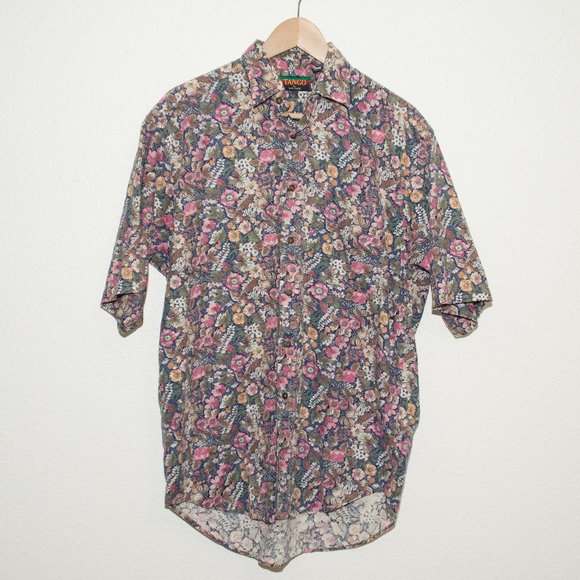 Tango | Shirts | Vintage Tango By Max Raab Floral Short Sleeve Button ...
